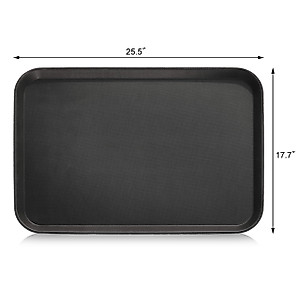 New Star Foodservice 25392 Restaurant Grade Non-Slip Tray, Plastic, Rubber Lined, Rectangular, 18-Inch x 26-Inch (Large), Black