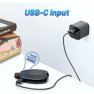 HUAENG Mini Keychain Portable Charger Power Bank Built in USB-C Connector,Emergency 1500mAh Power Pod Compatible with Samsung Galaxy S22, S21, S20, S10, Pixel, Moto, LG, Type-C Android Phones-Black