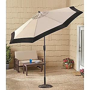 CASTLECREEK Two-Tone 9' Outdoor Patio Umbrella Push-Button Tilt Sun Shade for Deck, Yard, Backyard, Pool, Khaki/Black