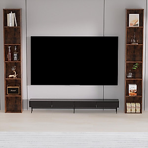 QieerHior Tall Narrow Bookcase 6-Tier Bookshelf Cube Display Shelf Storage Organizer for Small Space for Living Room, Office, Study, Bedroom Brown