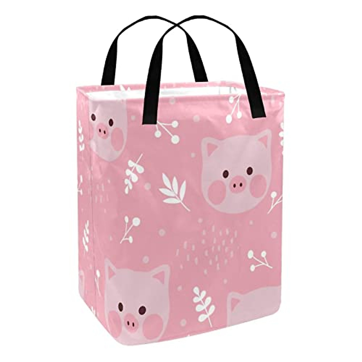 Cute Pig Print Collapsible Laundry Hamper, 60L Waterproof Laundry Baskets Washing Bin Clothes Toys Storage for Dorm Bathroom Bedroom