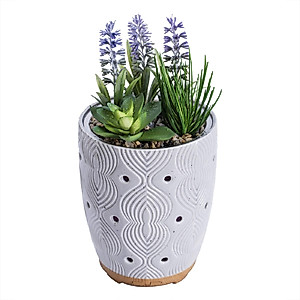 Artificial Succulent Plants Potted Diffusers for Essential Oils with 7 Colors LED Light,Ceramic Cool Mist Super Quiet Aromatherapy Diffuser for Home Office Room