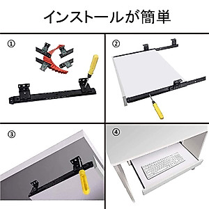 KDLKCT6 Sliding Keyboard Tray Detachable Keyboard Tray Wooden Desk Extender 54/60/70x27cm Ergonomically Adjustable Keyboard Clamp Slider Relieves Muscle Fatigue, Keyboard Drawer