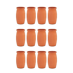 Okuna Outpost 12 Pack Clay Drinking Cups, Cantaritos de Barro Mexicanos for Margaritas, Tequila, Mexican Fiesta (12 oz)