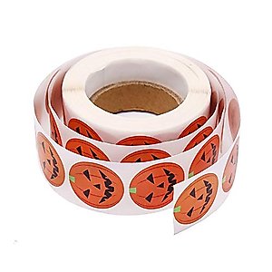 BinaryABC Halloween Pumpkin Roll Stickers,Jack-O-Lantern Stickers, Packaging Decorations,500Pcs/Roll