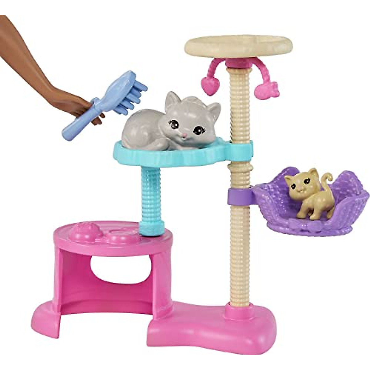 Barbie Kitty Condo Doll and Pets Playset with Barbie Doll (Brunette), 1 Cat, 4 Kittens, Tree & Accessories, Toy for 3 Year Olds & Up