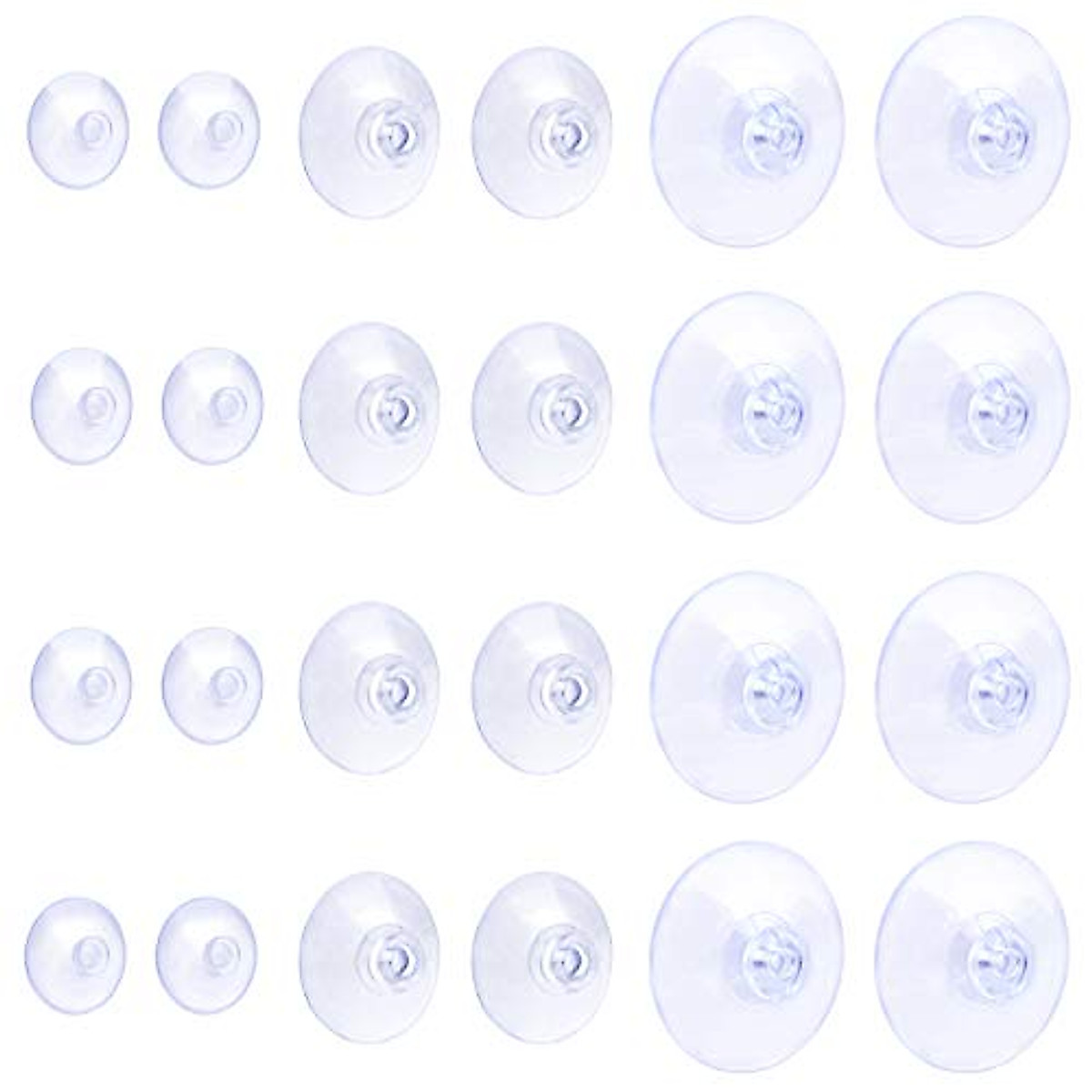 Pawfly 30 Pcs Suction Cups 0.8 & 1.2 & 1.8 Inch Clear Plastic Suction Pads for Home Organization and Decoration Strong Adhesive Sucker Holders for Kitchen Bathroom Window and Glass Door