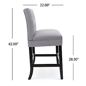 Christopher Knight Home Kenan Fabric Barstool Bench, Light Grey