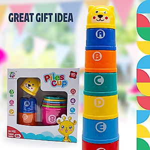Stacking Cups Nesting and Stacking Cups Gift Colorful Educational Alphabets Numbers Building Joy Cups Toddler Fun Play Toys