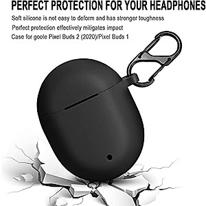 LiZHi for Google Pixel Buds A-Series Case (2021) / Pixel Buds 2 Case (2020), Soft Silicone Skin Cover Shock-Absorbing Protective Case with Keychain for Google Pixel Buds(Black)