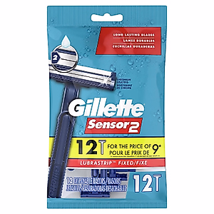 Gillette Sensor2 Men's Disposable Razors, 12Count