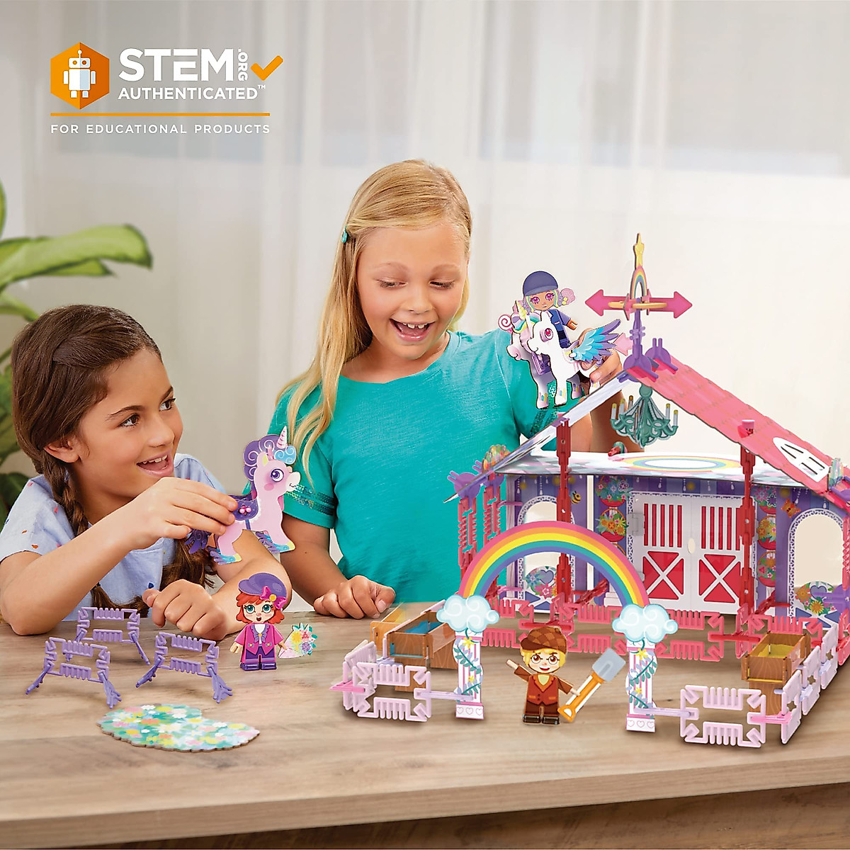 PINXIES Unicorn Barn | Build-Your-Own Magical Animals Farm Play Set, Kids 3D Puzzle Toy - STEM Girl Toys Ages 6-7 and Up