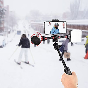 simorr Dual Cold Shoe Extension Bar Universal Cold Shoe Mount Bracket Plate Adapter, Camera Flash Brackets with 1/4" Thread Holes for Microphone,Led Video Light,Audio Recorder Monitors-3483