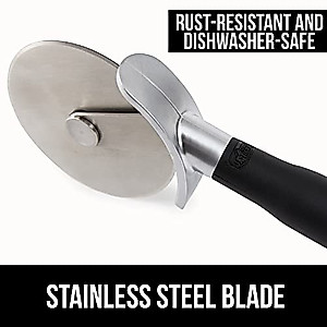 Gorilla Grip Large Pizza Cutter Wheel, 9 Inch, Sharp Stainless Steel Blade, Rust Resistant, Comfort Handle, Thumb Guard Protection, Slice Thick or Thin Pizzas, Pie Crust, Pastries in Seconds, Black