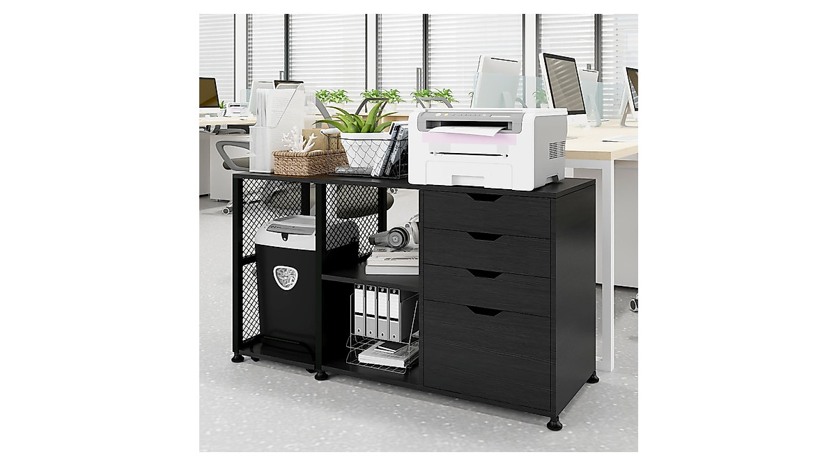 PUNCIA Office Lateral File Cabinet & Shredder Stand