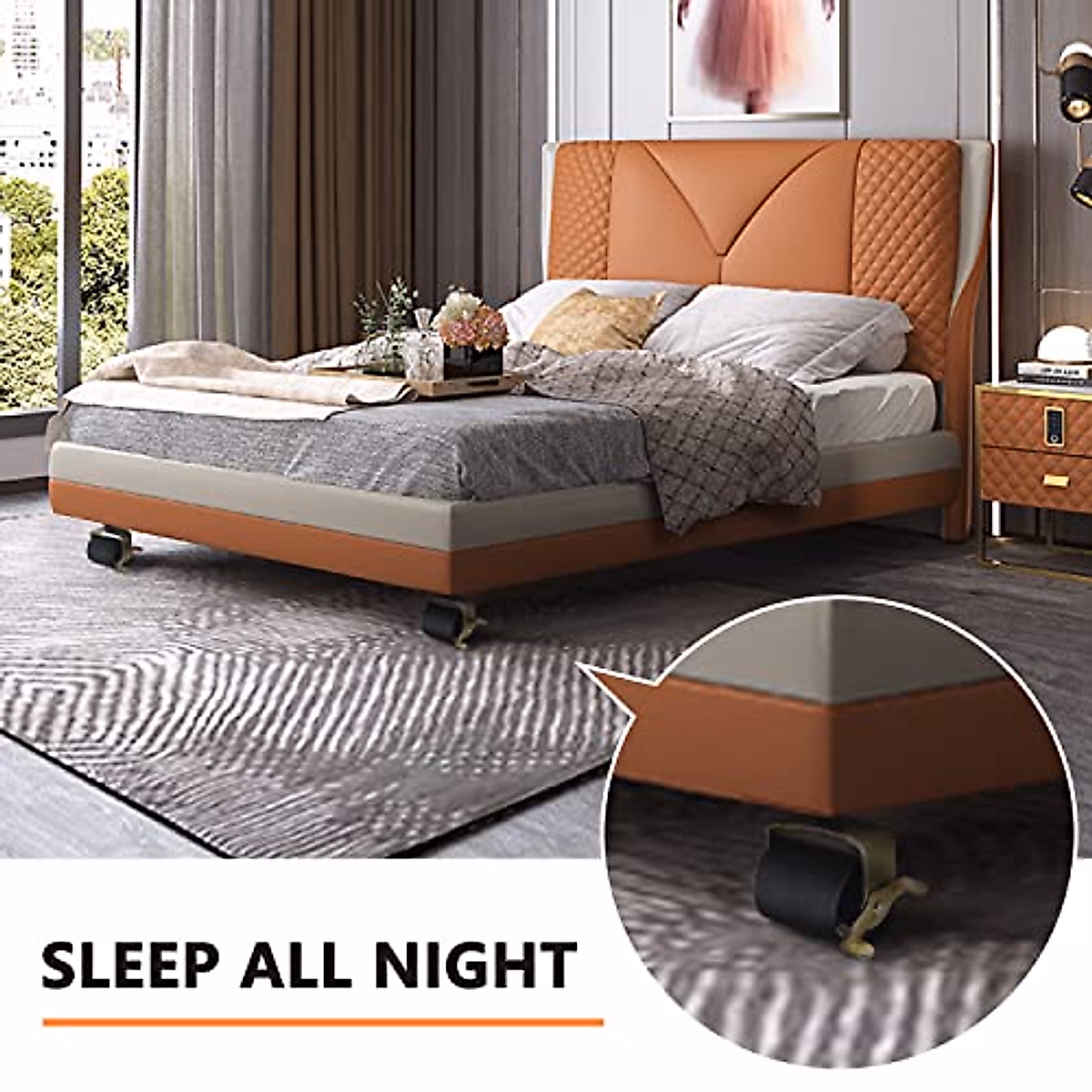 IRENPORU 6 PCS Bed Frame Wheels,Bed Rollers,Bed Casters,Heavy Duty Locking Metal Casters for Bed Replacement Parts, for Bed Frame Socket,Furniture