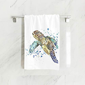 VIKKO Towels Hand Washcloths 30x15 Inch Washcloths Polyester Fingertip Towel with Single-Sided Printing (Sea Turtle)