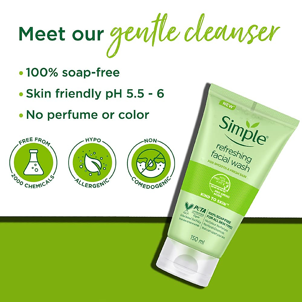 Simple Kind to Skin Refreshing Facial Wash Gel ,150 ml (5 Ounce)