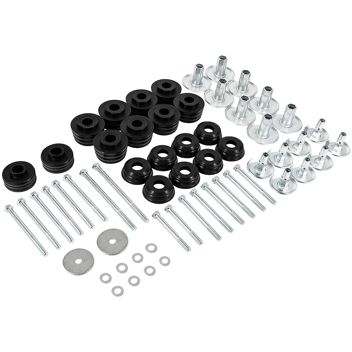 KF04060BK Body Mount Bushing Kit for Ford Super Duty F250 F350 2008-2016 2WD 4WD Polyurethane Body Cab Mounts Steel Sleeves and Hardware Black