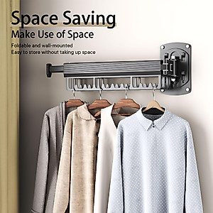 CZGHYR Clothes Drying Rack Wall Mounted,Folding and Collapsible Indoor Laundry Hanger Dryer Rack,Clothes Drying Rack Suitable for Balcony, Laundry, Bathroom, Patio, Apartment, Dormitory (Gray)