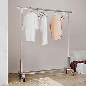 NYASAA Single Mobile Clothes Hanging Rail, Portable Freestanding Garment Rack for Bedroom, Laundry Room