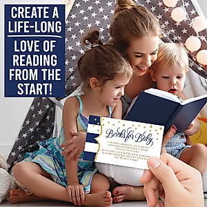 25 Books for Baby Shower Request Cards - Nautical Baby Shower Invitation Inserts, Baby Shower Book Request Baby Shower Guest Book Alternative, Bring A Book Instead of A Card, Baby Shower Book Request