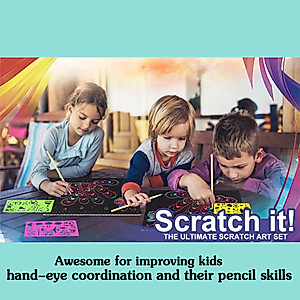 MAXZONE Scratch Paper Art Notebooks - Rainbow Scratch Off Art Kits for Kids Activity Color Book Pad Black Magic Art Craft Supplies Kits for Girls Boys Birthday Party Favor Game Christmas Toys Gift