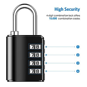 AMIR 2-Pack Combination Lock, 4-Digit Security Padlock with Key, Door Lock for School, Gym or Sports Lockers, Fences, Toolboxes, Boxes, Hitches, Storage