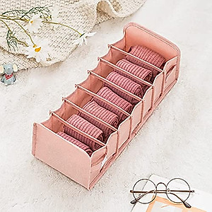ZYDZ Closet Organizers and Storage, 3 Set Clothing Underwear Bra Sock Lingerie Chest Ties Small Parts Collapsible Organizer Drawer Divider for Bedroom, Pink
