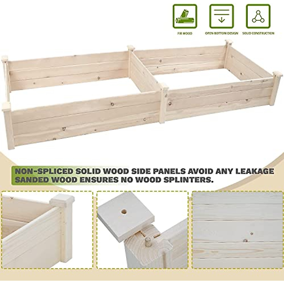 Betterland 8 FT Wooden Raised Garden Bed Outdoor Elevated Flower Planter Box Kit for Vegetables Fruits Herb Grow Yard Gardening, Natural