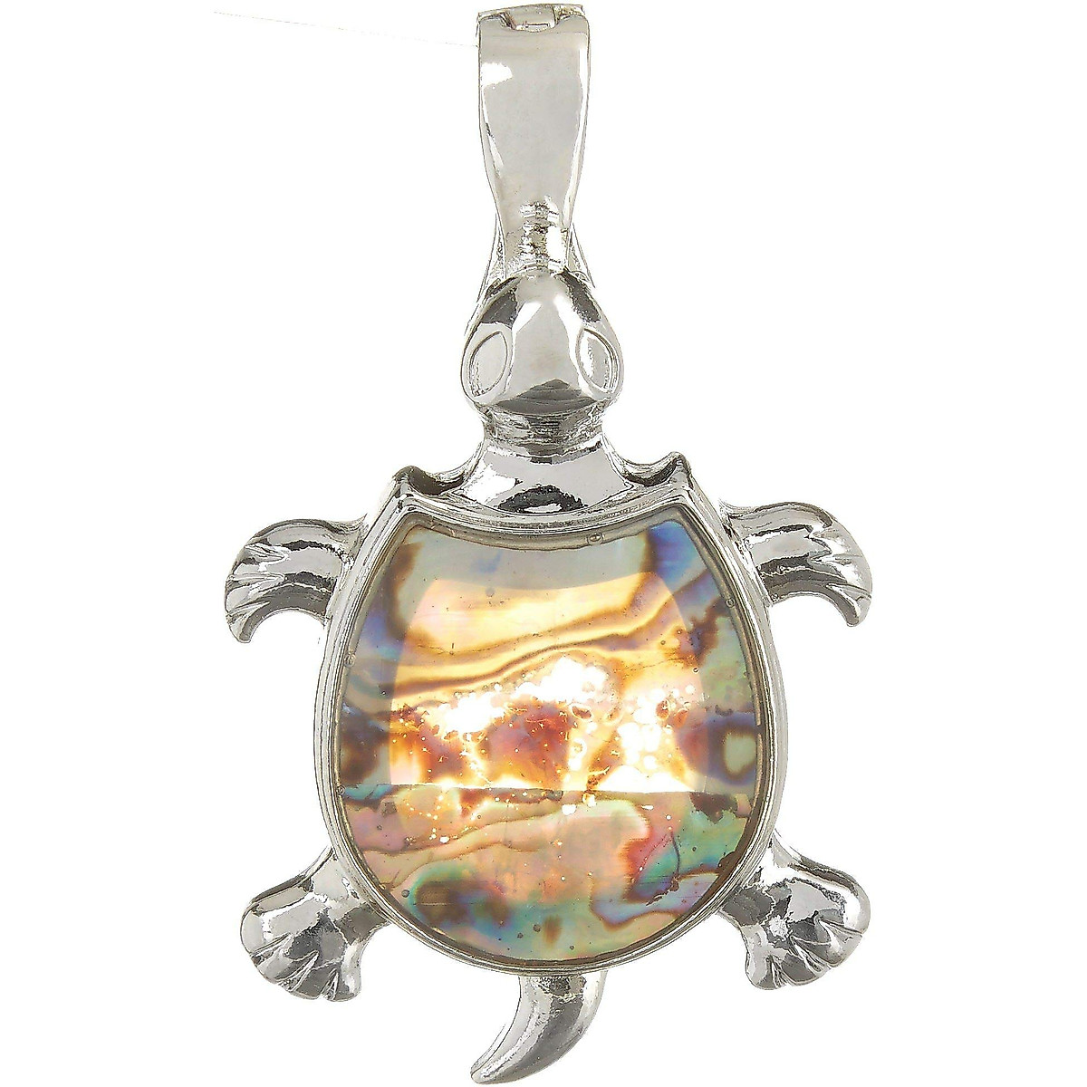 Wearable Art By Roman Abalone Turtle Pendant One Size Silver tone