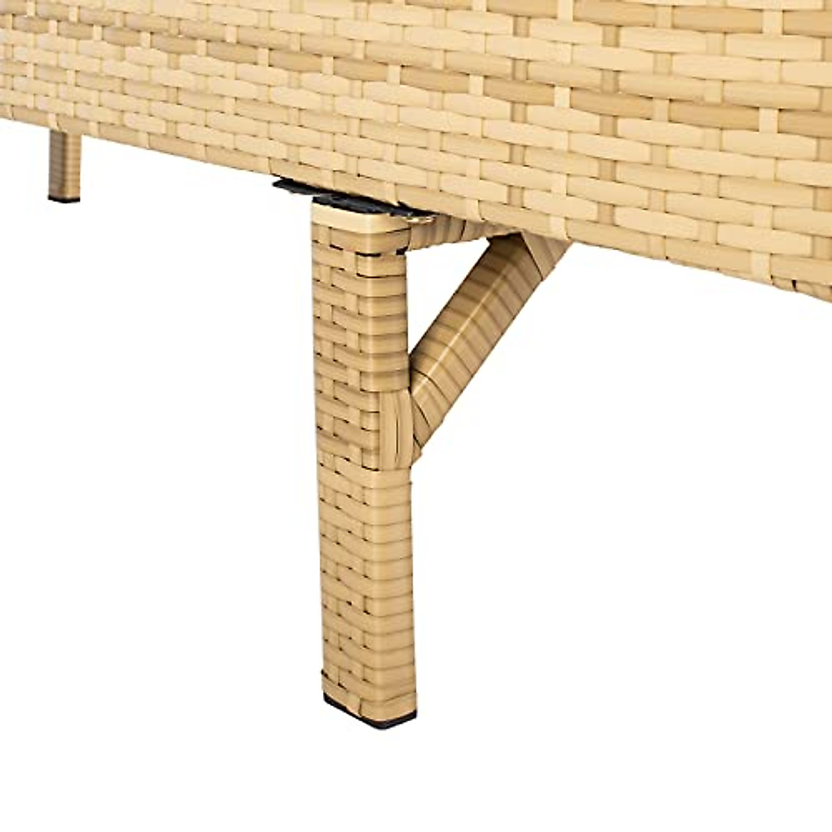 SAFAVIEH Outdoor Collection Cam Natural Brown Wicker/White Cushion Adjustable Chaise Lounge Chair, Black/Beige (PAT7501D)