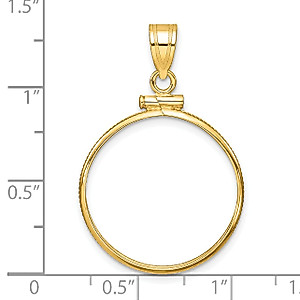 Avariah Wideband Distinguished Coin Jewelry 14k Yellow Gold Polished 22.0mm x 1.9mm Screw Top Coin Bezel Pendant - 33.75mm