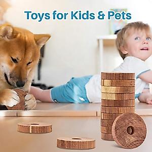 MAQIHAN 24 Cedar Blocks for Clothes Storage - Cedar Chip Closet Drawer Freshener for Dresser Cedar Wood Rings Smell Freshener Bedding Comforter Storage Cedar Scented Drawer Liner Wardrobe Refresher