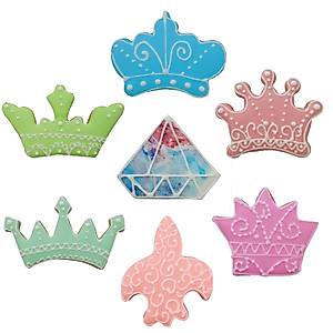 Crown Cookie Cutter Set of 7 pcs, Stainless Steel Princess Crown Series Fondant Cutters Baking Molds