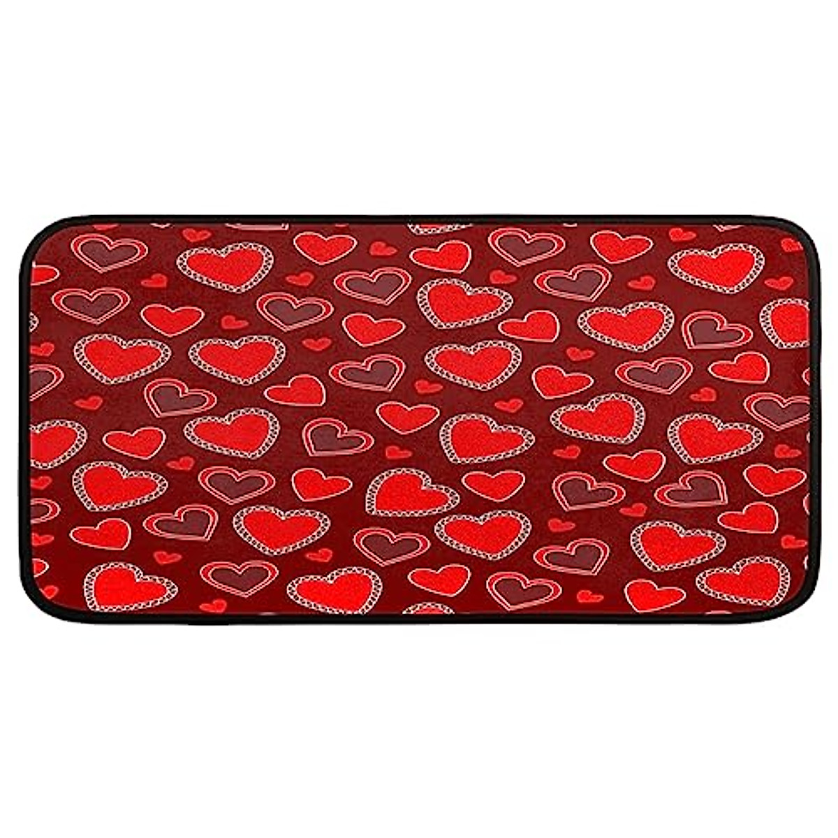 KOBLEN Red Heart Kitchen Rugs Non Slip Washable Absorbent Kitchen Mats 20x39 inch Cushioned Anti Fatigue Kitchen Floor Mats for in Front of Sink