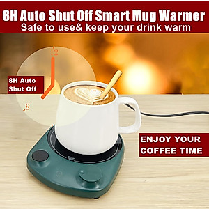 ARISKEY Candle Mug Warmer,Candle Warmer Plate Smart Coffee Mug Warmer Auto Shut Off, Electric Cup Warmer for Candle,Coffee,Tea and Milk 5 Temp Settings Up to 176℉ (Rotation Button)