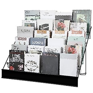Queekay 6 Tier Wire Countertop Rack black Comic Book Holders Wide Wire Magazine Rack Tabletop Display Stand for Table Top Book Brochure Literature Comic Greeting Card Shelf Holder Stand