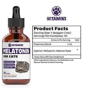 Melatonin for Cats | Supports Healthy, Restful Sleep for Your Cat | Cat Stress Relief | Cat Calming | Cat Anxiety Relief | Cat Melatonin | Anxiety Relief for Cats | Cat Sleep Aid | 1 fl oz