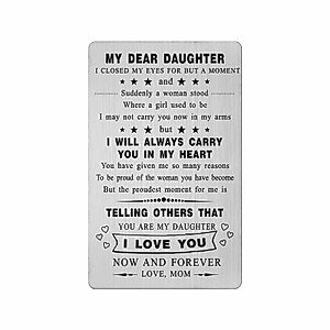 Yobent Daughter Christmas Card Gifts from Mom, Happy Daughter Birthday Gift, Personalized Awesome Daughter Graduation Present Wallet Card, I Love My Favorite Daughter Gift for Adult Teen Girl