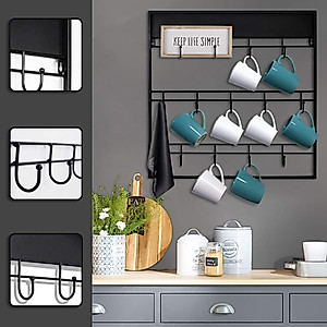 Qiang Ni Coffee Mug Holder - Wall-Mounted Cup Rack Hanger with Organizer Your Coffee Bar