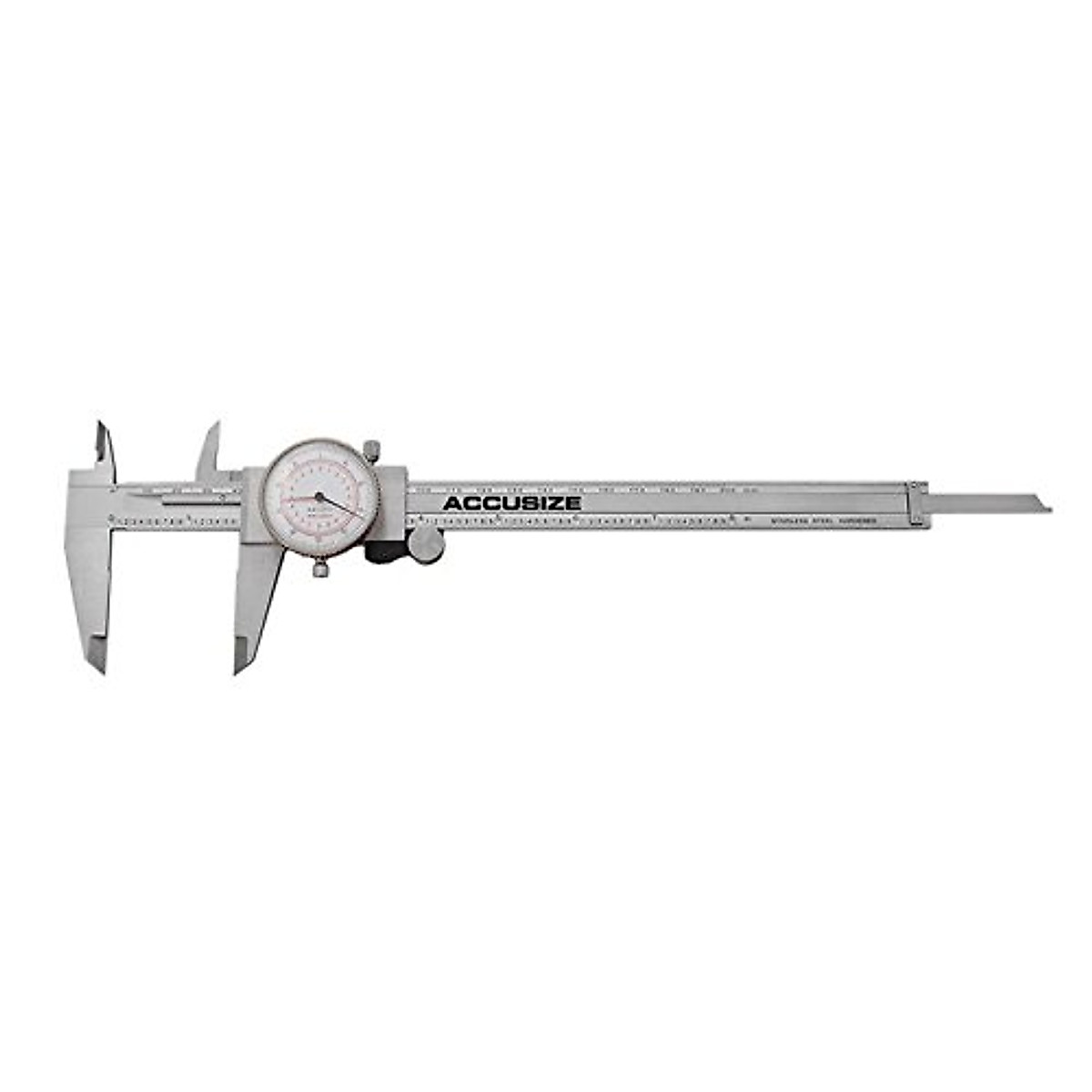 Accusize Industrial Tools 8''/200 mm by 0.001''/0.02 mm Dual Needle Precision Dial Caliper Stainless Steel in Fitted Case, Imperial/Metric, P920-S238