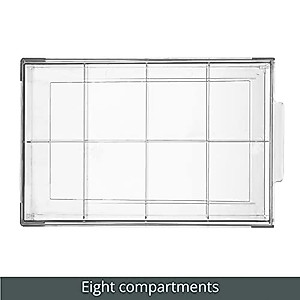 mDesign Plastic Kitchen and Pantry Organizer with Divided Drawer - Stackable Bin with 8 Sections for Tea and Snack Food - Perfect for Organizing Cabinet, Fridge - Lumiere Collection - Clear