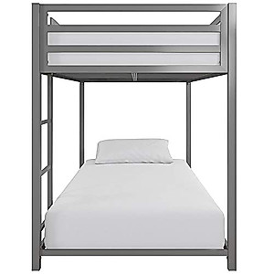 DHP Mabel Twin Over Twin Metal Bunk Bed in Silver