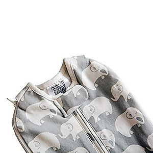 Woombie Grow with Me Baby Swaddle, Convertible Swaddle Fits Babies 0-9 Months, Expands to Wearable Blanket for Babies up to 18 Months, Stardust Grey Elephant