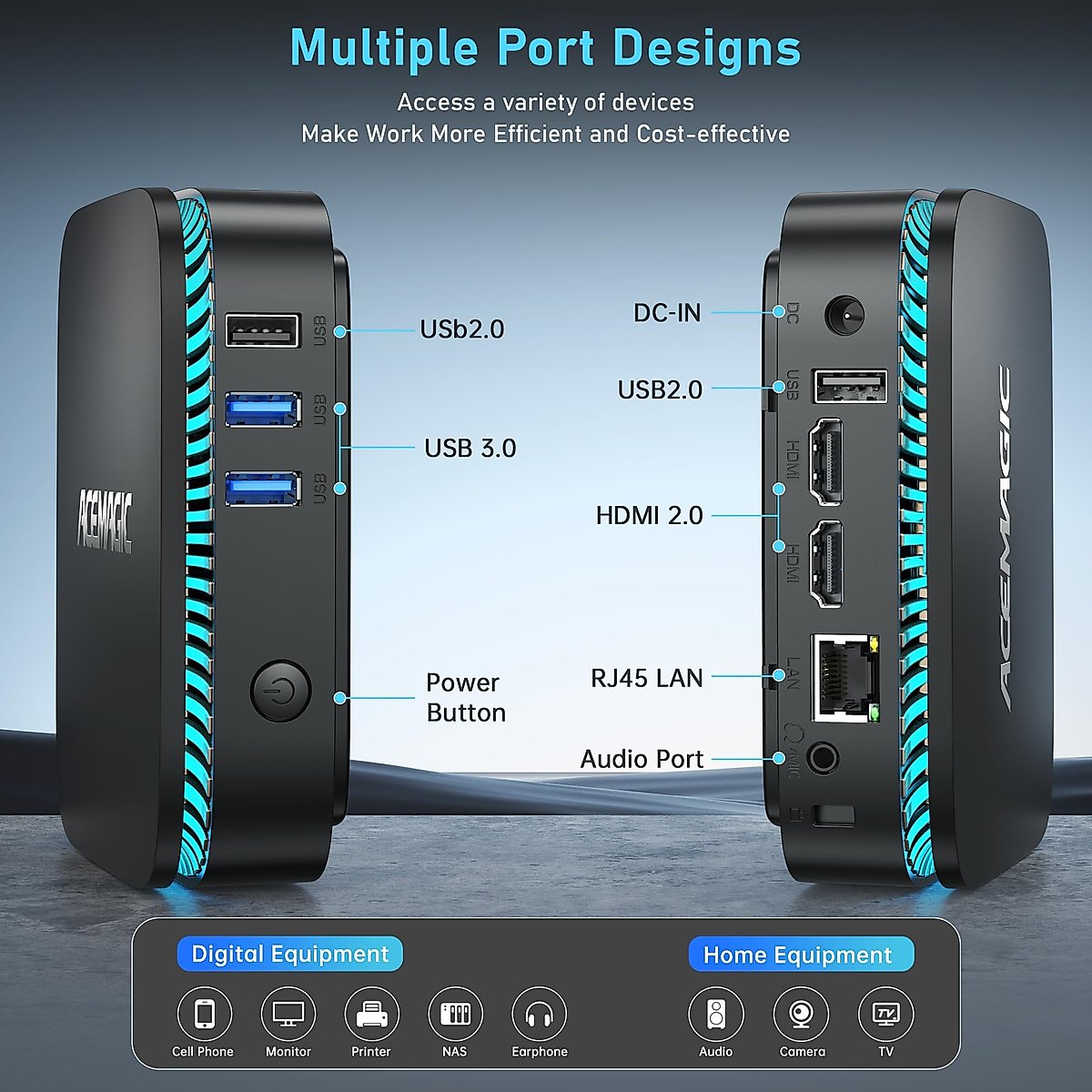 Mini PC RGB AK1 Plus, Intel N95(up to 3.4GHz) 12th Gen Processor Mini Desktop Computer, 16GB RAM 512GB SSD, Dual 4K HDMI, Windows 11 Small PC, 2.4/5G WiFi, Bluetooth, Business/Office/HTPC