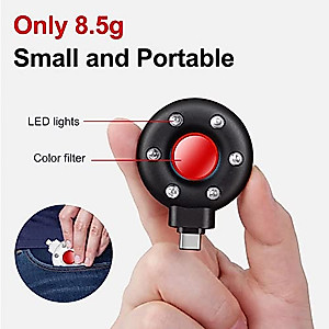 Hidden Devices Detector Hidden Camera Detectors Anti Spy Detector Camera Finder Spy LED Hidden Device Detector with Infrared Viewfinders Pocket Sized USB-C & Lightning Charging (Lightning Black)