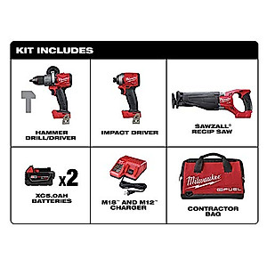 Milwaukee 2997-23 Fuel Combo Kit includes Drill Impact Reciprocating Sawzal