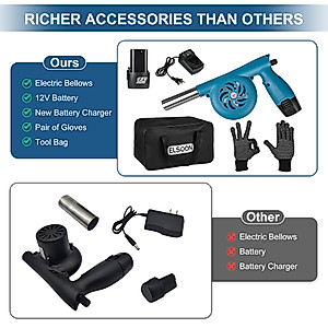 ELSOON Electric Bellows Portable Fireplace Tools 12V 5000 RPM Fan Bellows Fire Wood Stove Blower Outdoor BBQ Camping Fire Fan