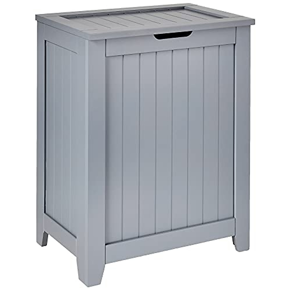 Redmon 18'' x 11.25'' x 23.25'' Contemporary Country Wainscot Style Wooden Clothes Hamper for Bedroom, Bathroom, and Laundry Room, Grey